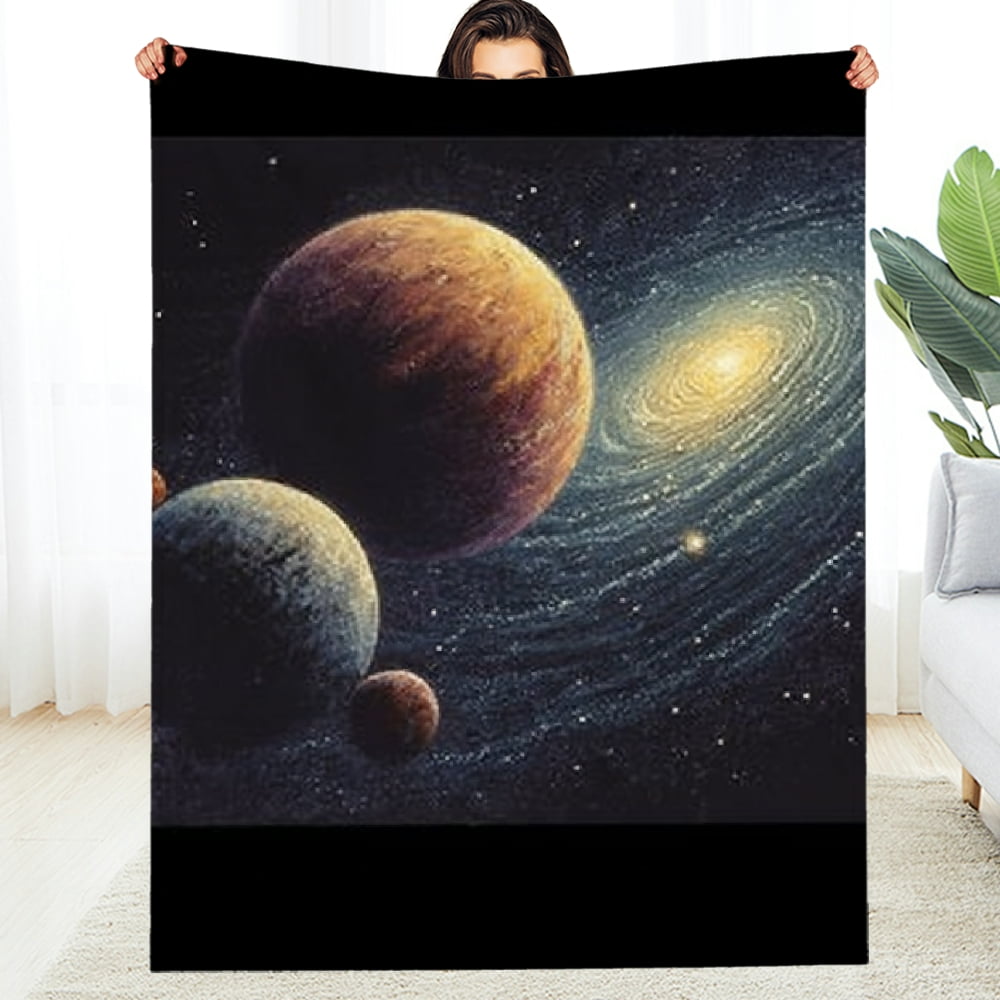 Creowell Fuzzy Fluffy Soft Cozy Blanket Planets Galaxy Star Flannel 40 ...