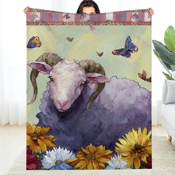 Creowell Fuzzy Fluffy Soft Cozy Blanket Sheep Flowers Butterflies 30 ...
