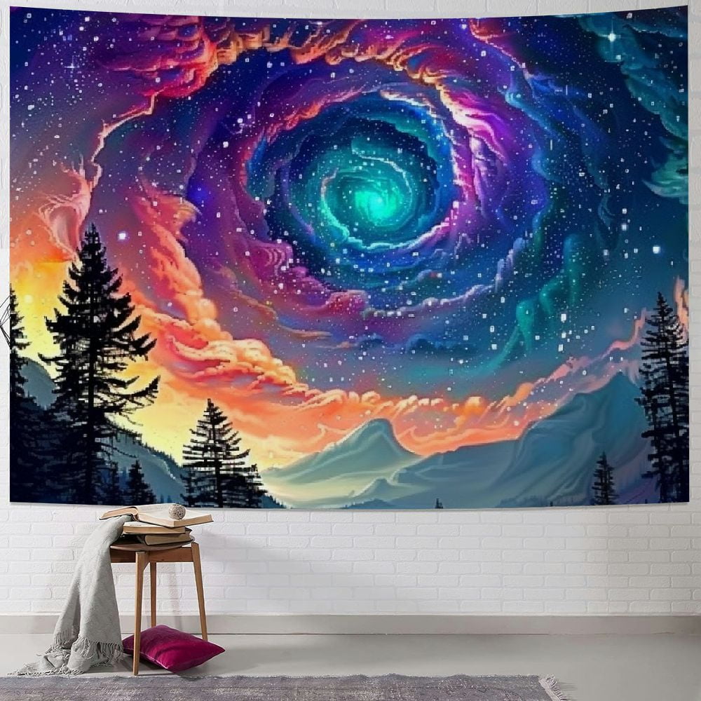 Creowell Galaxy Space Tapestry Colorful Starry Sky Tapestry Trippy ...