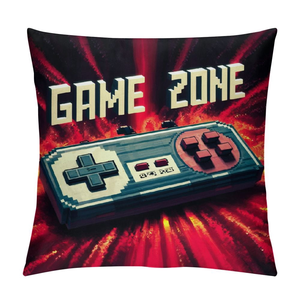 Creowell Game Zone Throw Pillow Cover Game Pad Button Play Funny Video ...