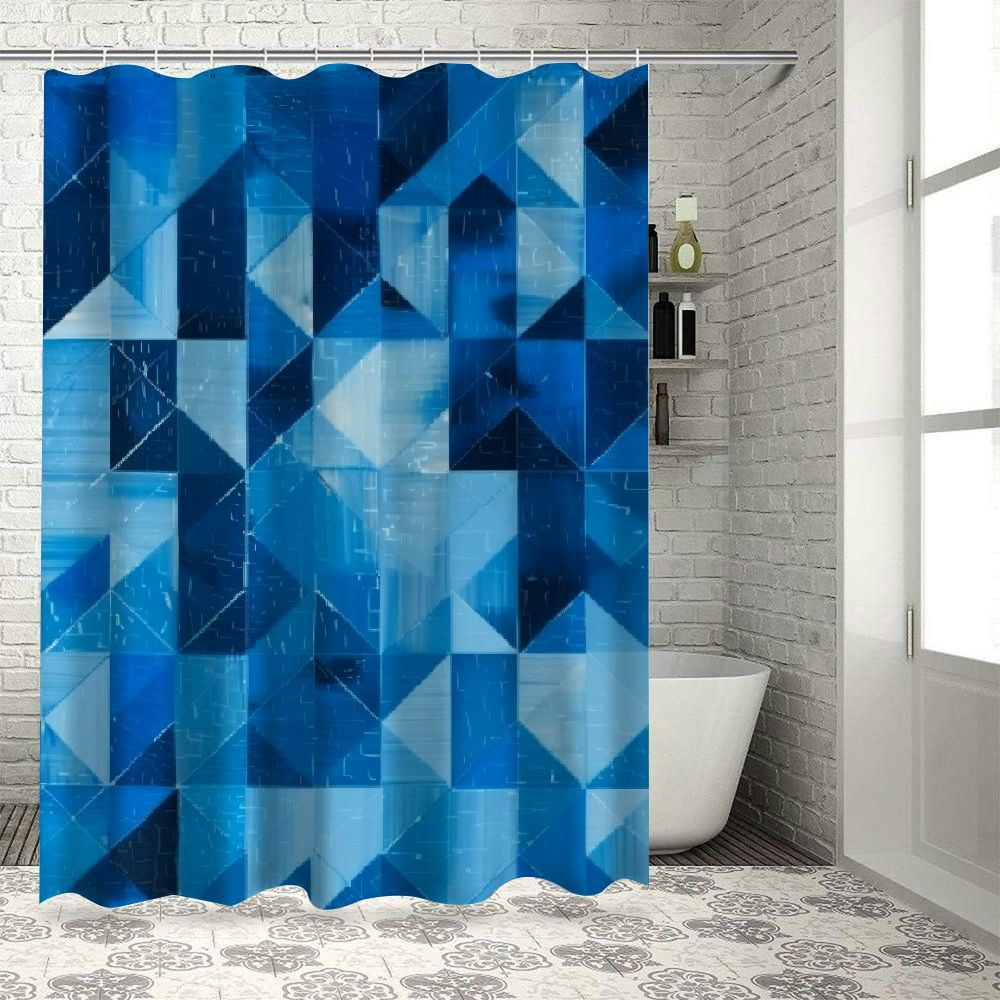 Creowell Geometric Stall Shower Curtain, Geometric Gradient Digital ...