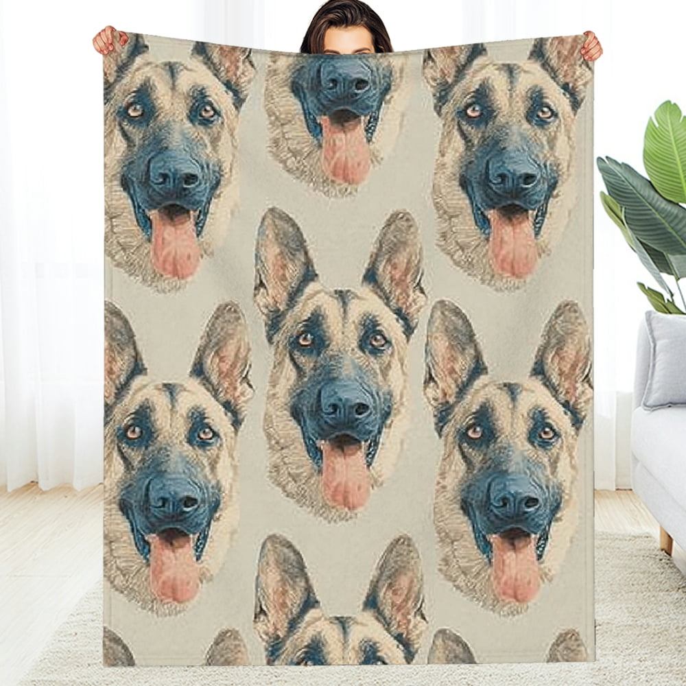Creowell German Shepherd Dog Pattern Blanket Throw Blankets for Travel ...