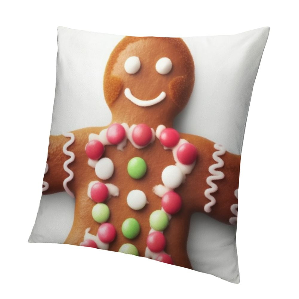 Creowell Gingerbread Man Candy Print Throw Pillow Covers Decorative ...