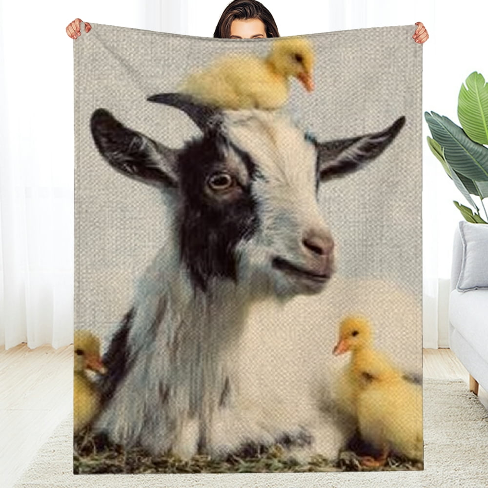 Creowell Goat Duckling Flannel Blanket, Reversible Soft Cozy Blanket 30 ...