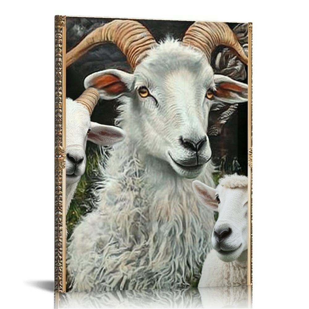 Creowell Goat Sheep Dog Print On Canvas Wall Art Ready to Hang Home ...