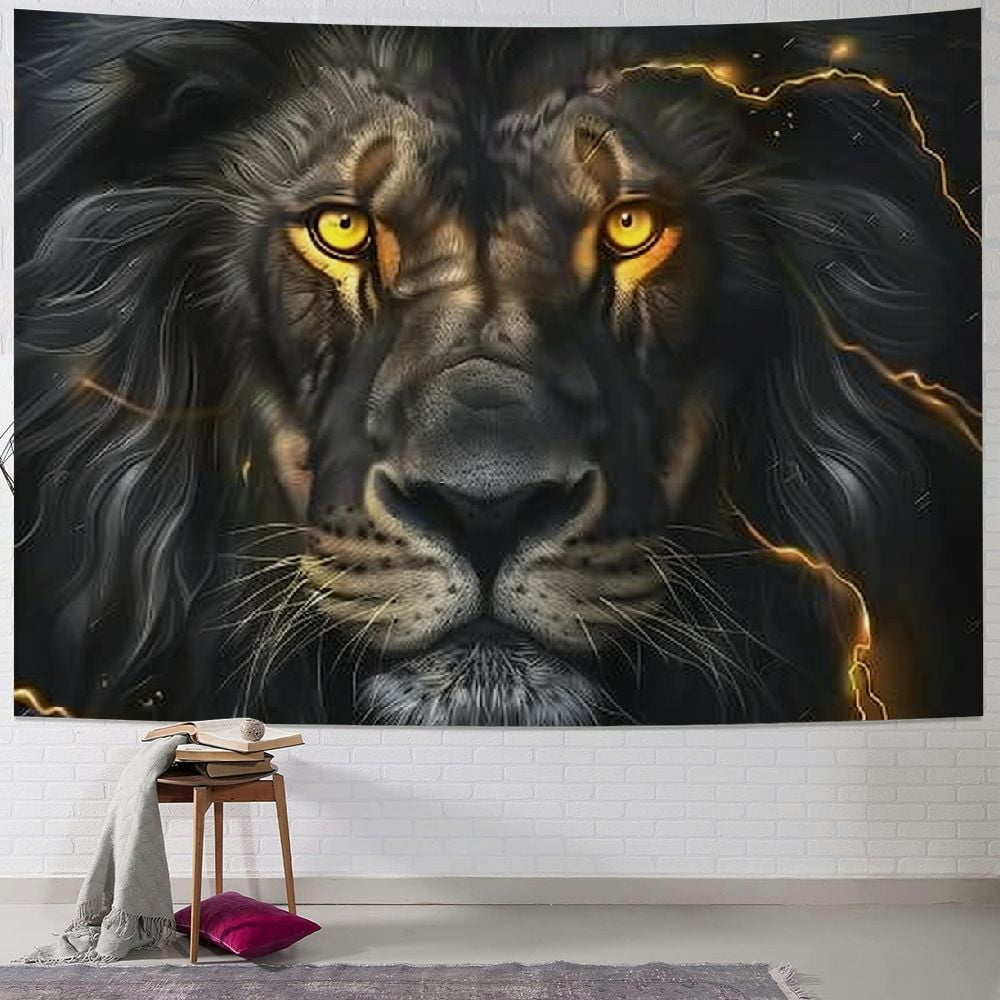 Creowell Golden Cool Lion King Tapestry Wall Hanging Print African Lion ...