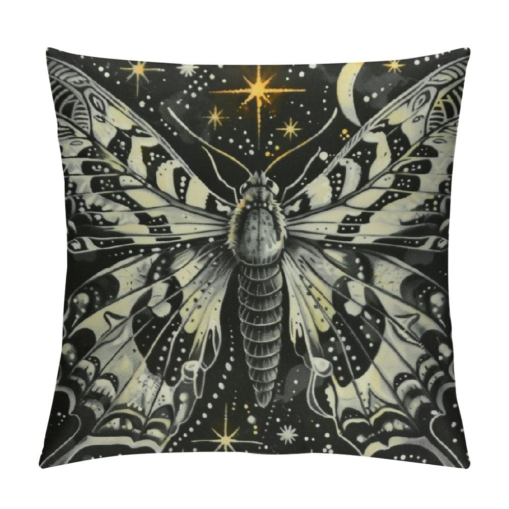 Creowell Gothic Throw Pillow Cover , Skull Moth Pillow Cover for Couch ...