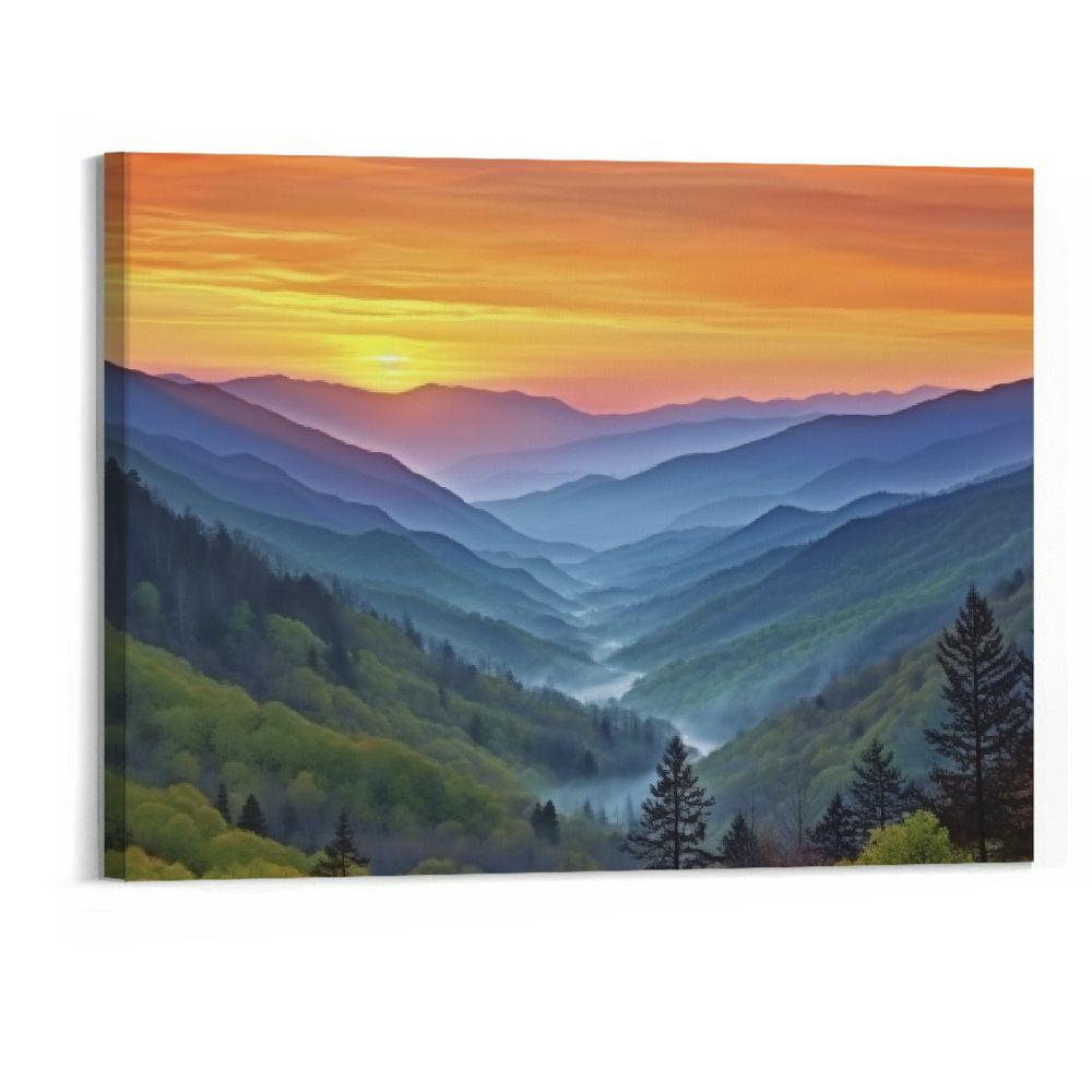 Creowell Great Smoky Mountains Sunrise Natural Landscape Poster Canvas ...