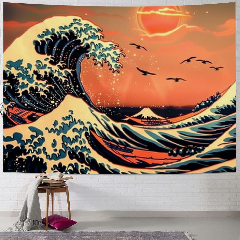 Creowell The Great Wave Tapestry Japanese Ocean Sea Wave Tapestries ...