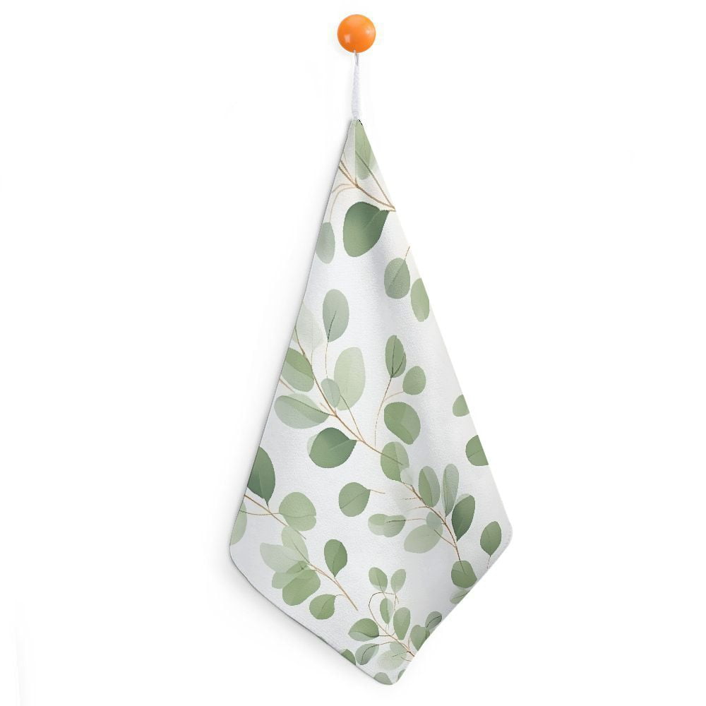 Creowell Green Leaf Pattern Print Quick-Dry Hand Towel 11.8x11.8in for ...