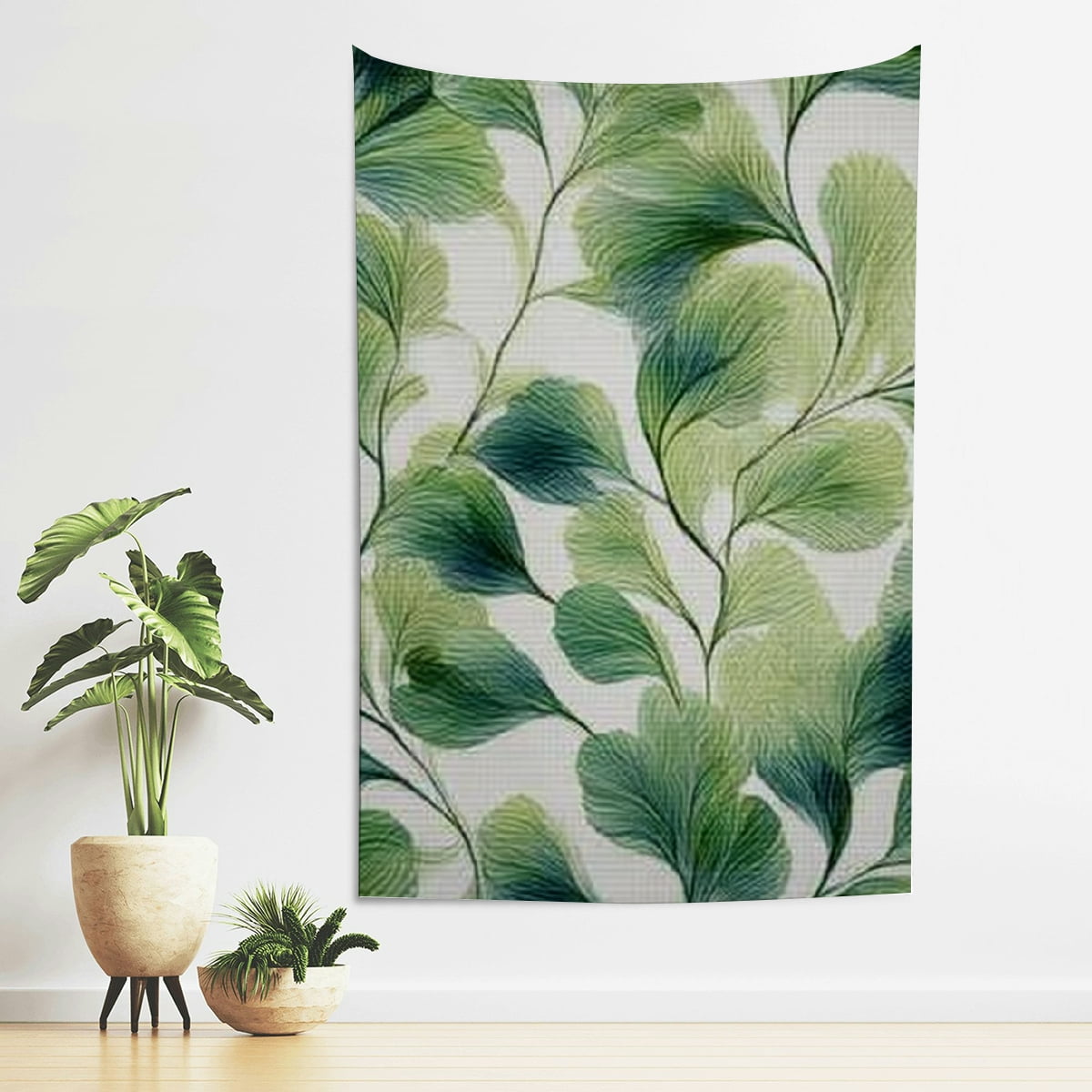 Creowell Green Leaf Pattern Tapestry Wall Hanging 100% Polyester 4 ...