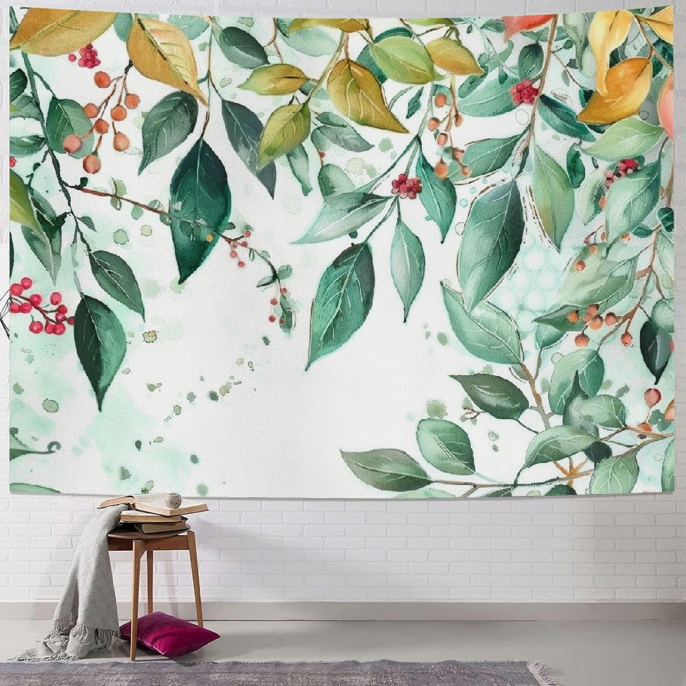 Creowell Green Leaf Tapestry Eucalyptus Leaves Tapestry Tropical Plant ...