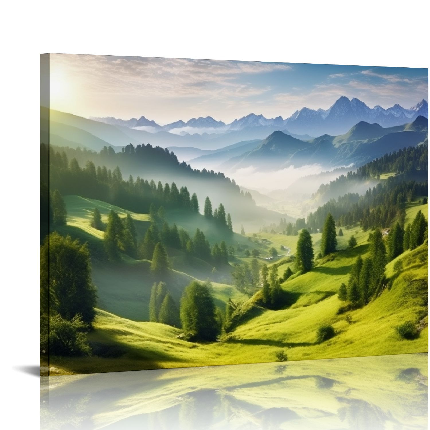 Creowell Green Mountain Wall Art Sunrise Nature National Park Landscape ...