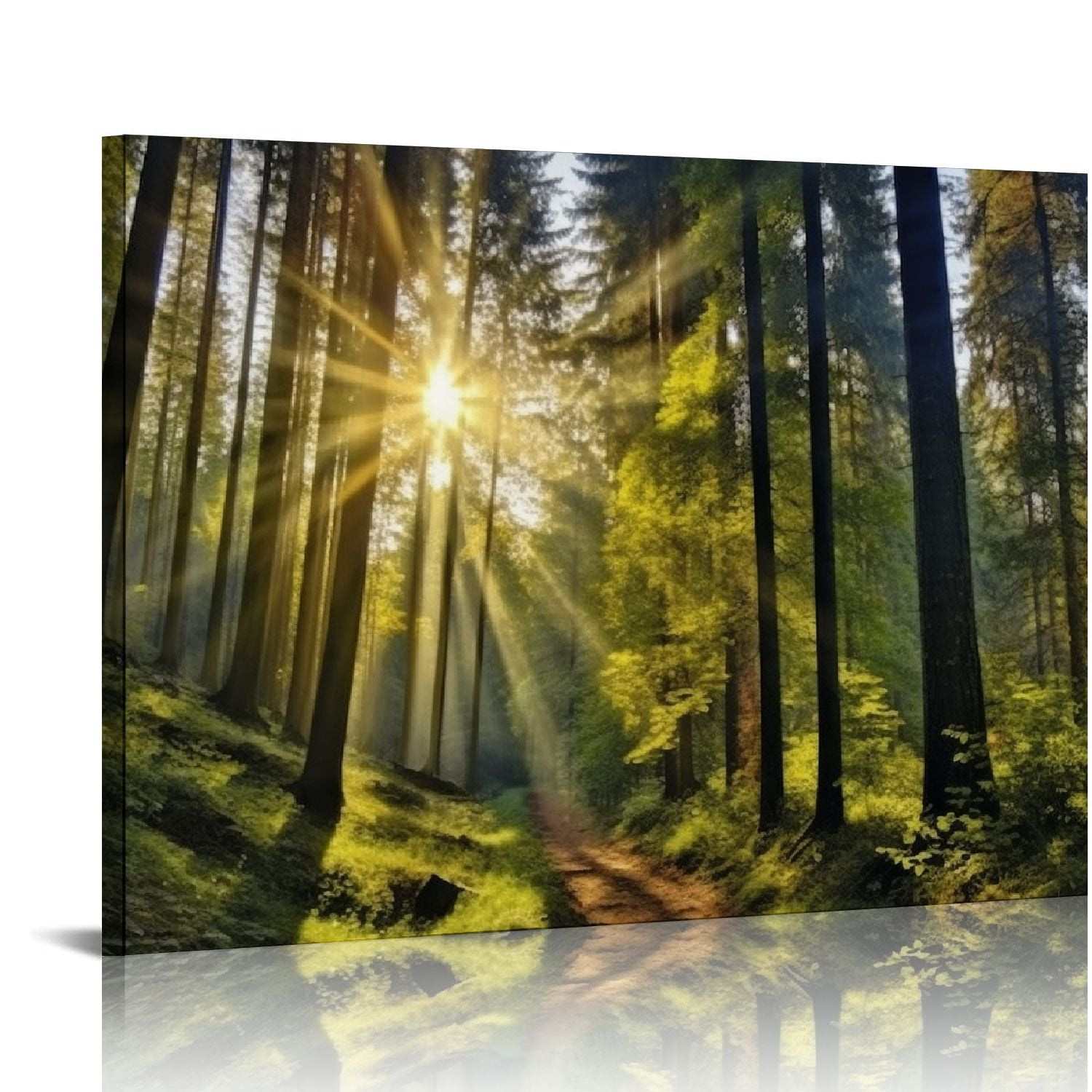 Creowell Green Nature Wall Art for Living Room Forest Landscape Canvas ...
