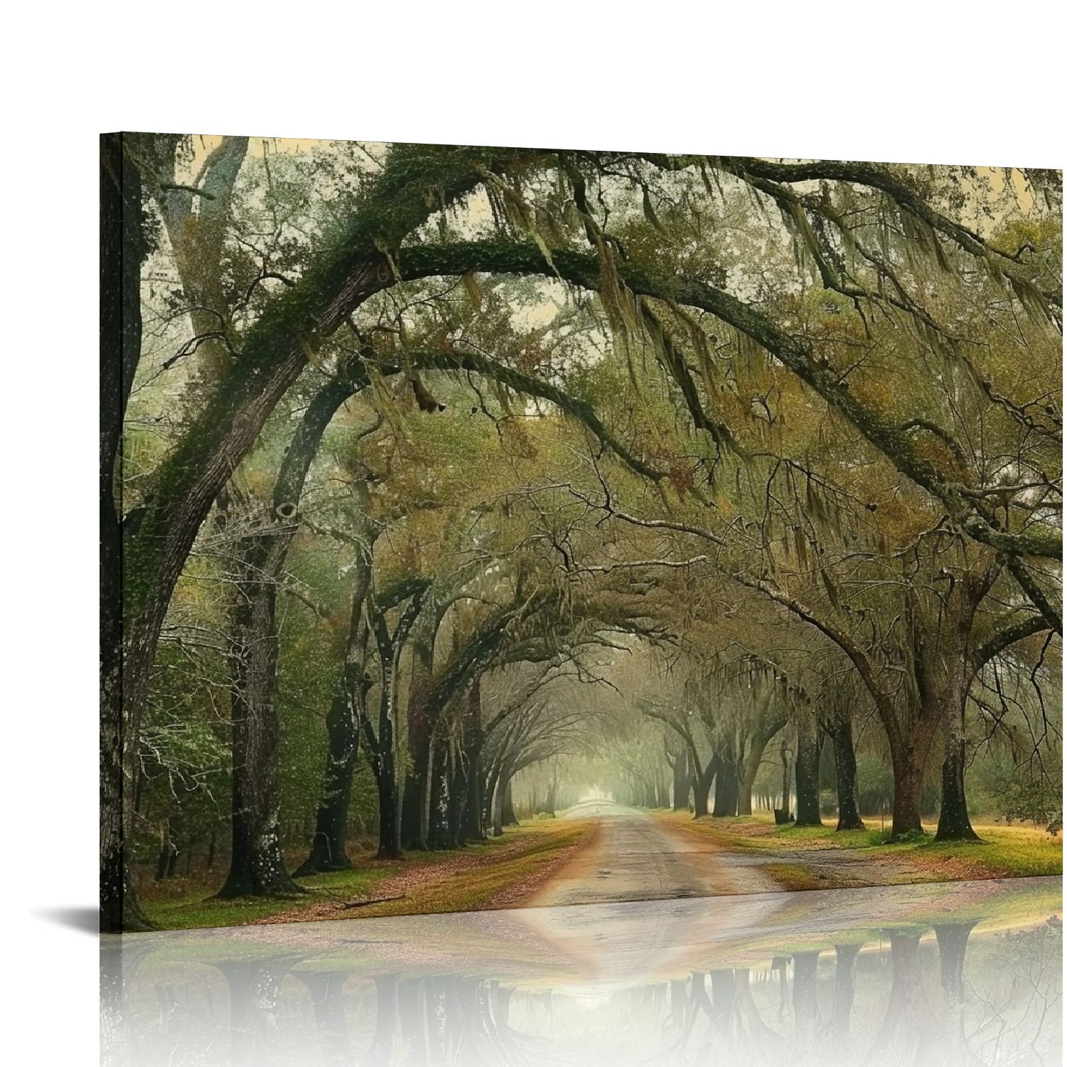 Creowell Green Oak Trees Art Painting: Landscape Artwork Forest Picture ...
