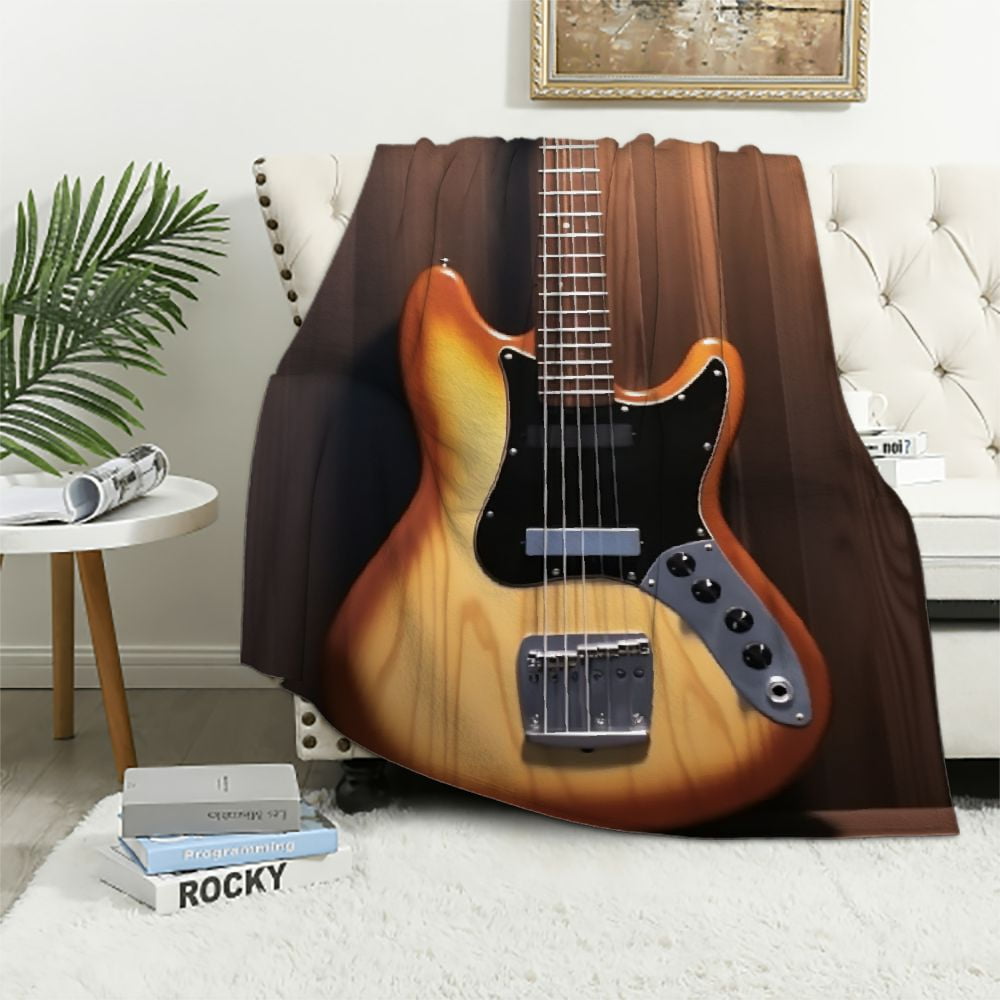 Creowell Guitar Music Instrument Print Throw Blanket for Bed Couch Car ...