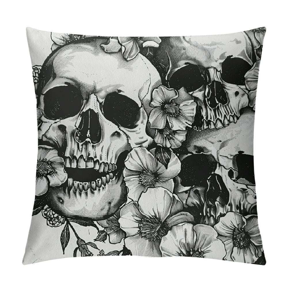 Creowell Halloween Pillow Covers ,Skeleton Pillow Cover Skull,Gothic ...