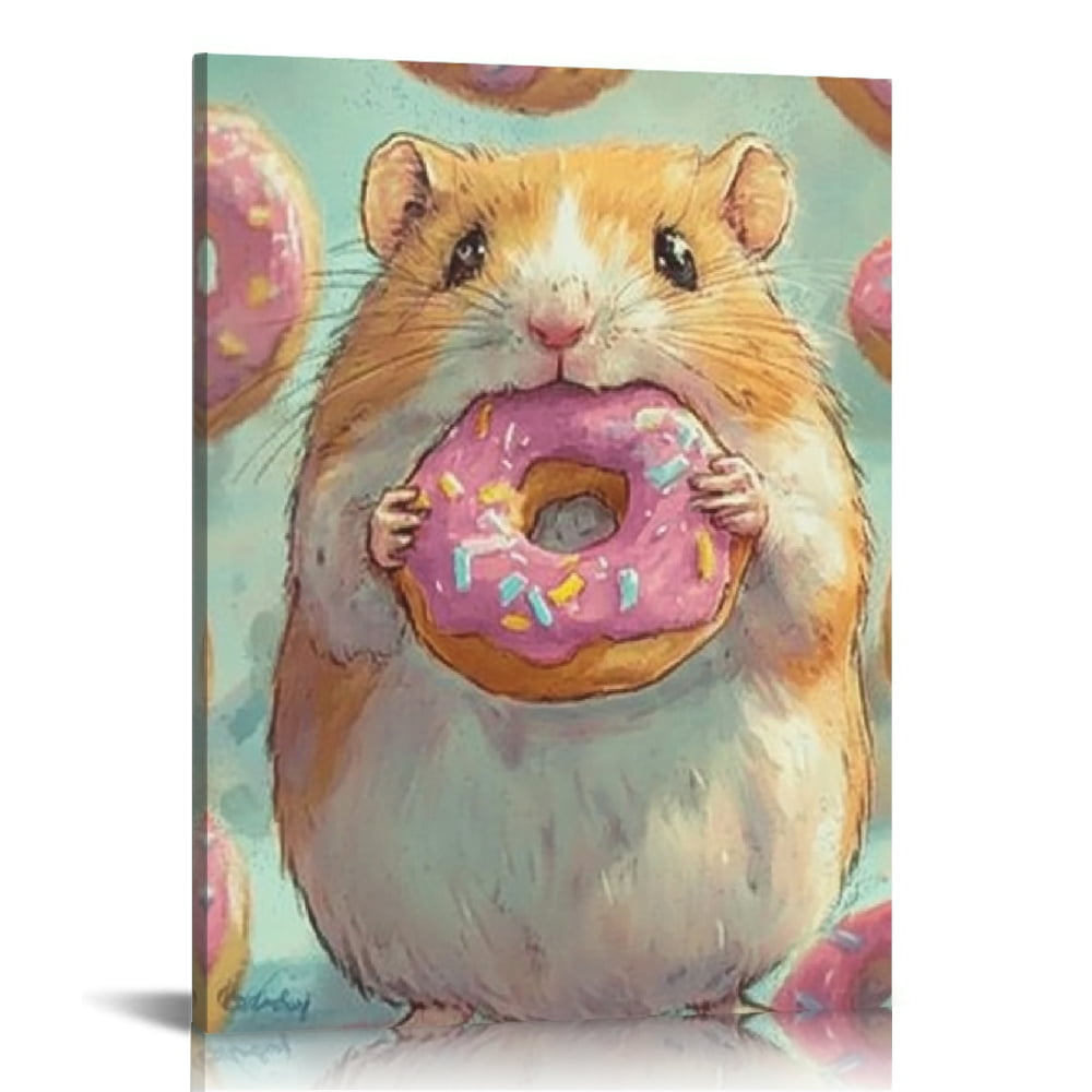 Creowell Hamster Donuts Cute Canvas Wall Decor for Home Office 16x20in ...