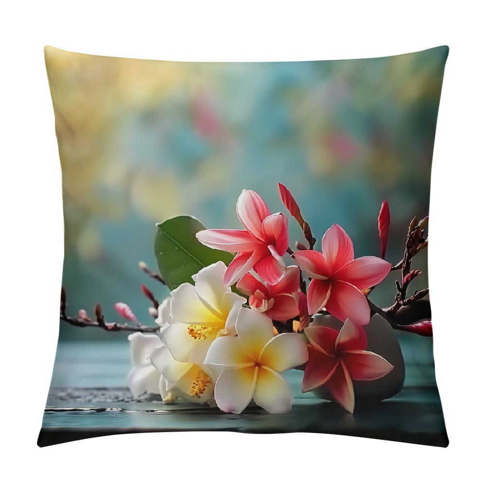 Creowell Hawaii Plumeria Flowers Pillow Covers Frangipani Blossom Print ...