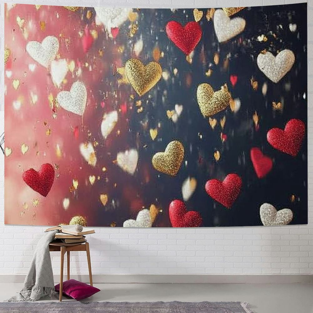 Creowell Hearts Confetti Love Valentine's Day Tapestry Wall Hanging ...