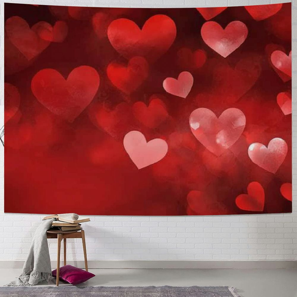 Creowell Hearts Love Red Background Valentine's Day Tapestry Wall ...