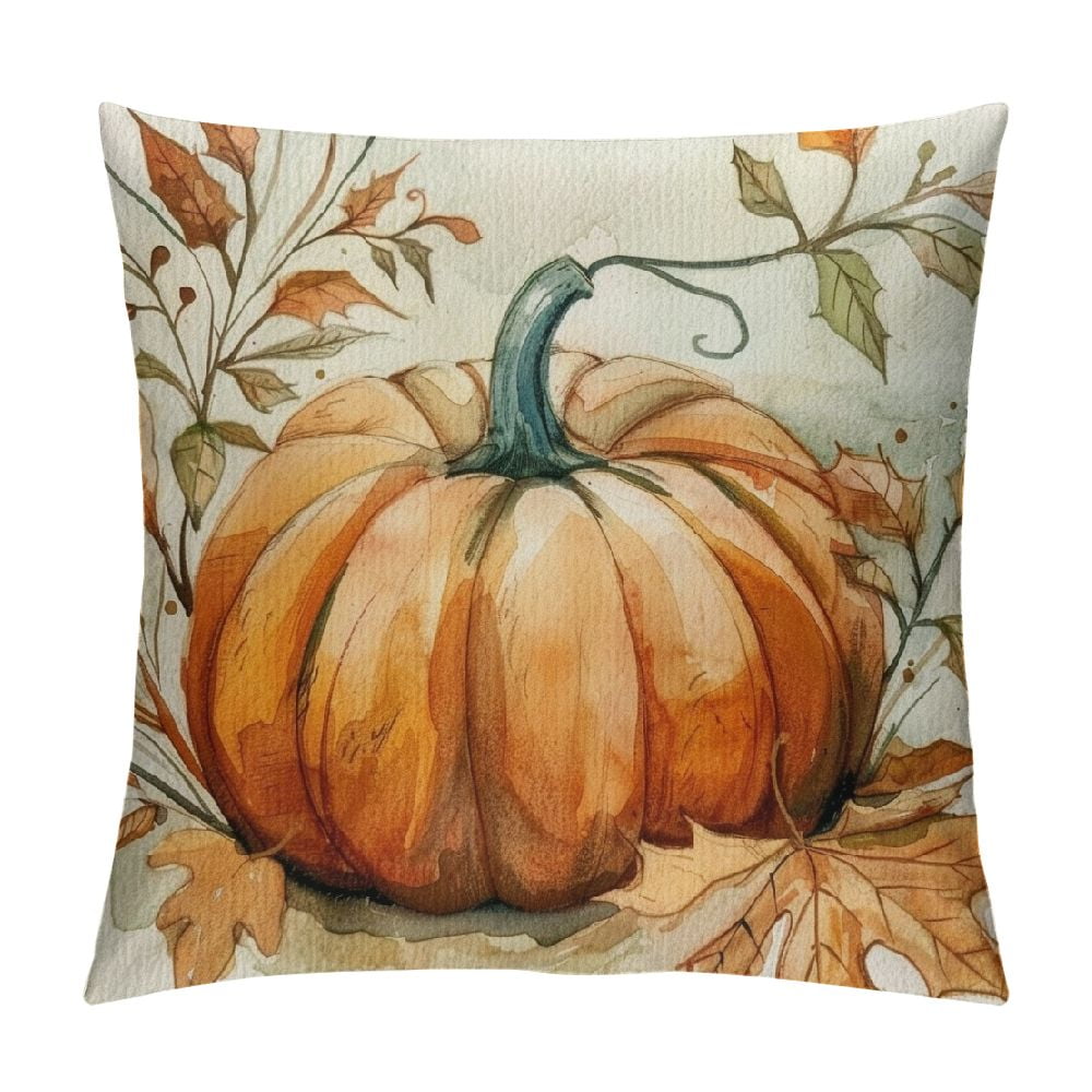 Creowell Hello Fall Hello Pumpkin Pillow Covers Orange Buffalo Plaid ...