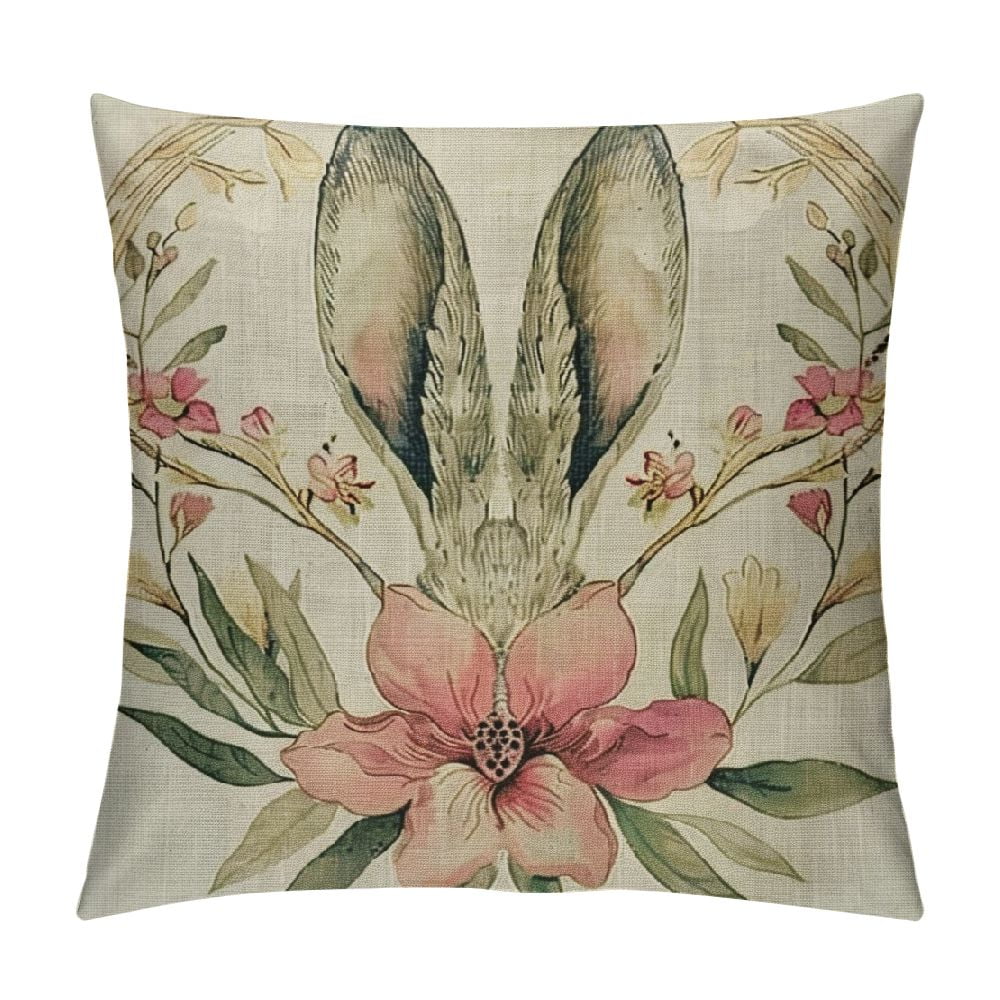 Creowell Hello Spring Wreath Pillow Covers, Easter Bunny Outdoor ...