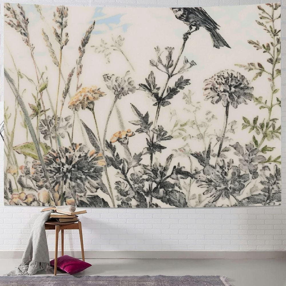 Creowell Herbs Plant Wild Flowers Tapestry Wall Hanging Floral Plants ...