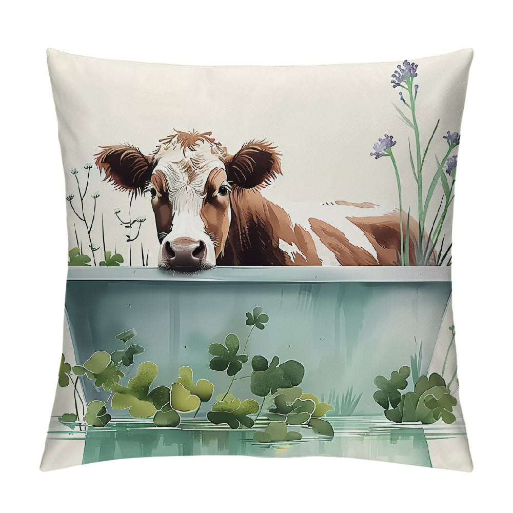 Creowell Highland Cow Throw Pillows, Longhorn Cow Outdoor Pillowcase ...