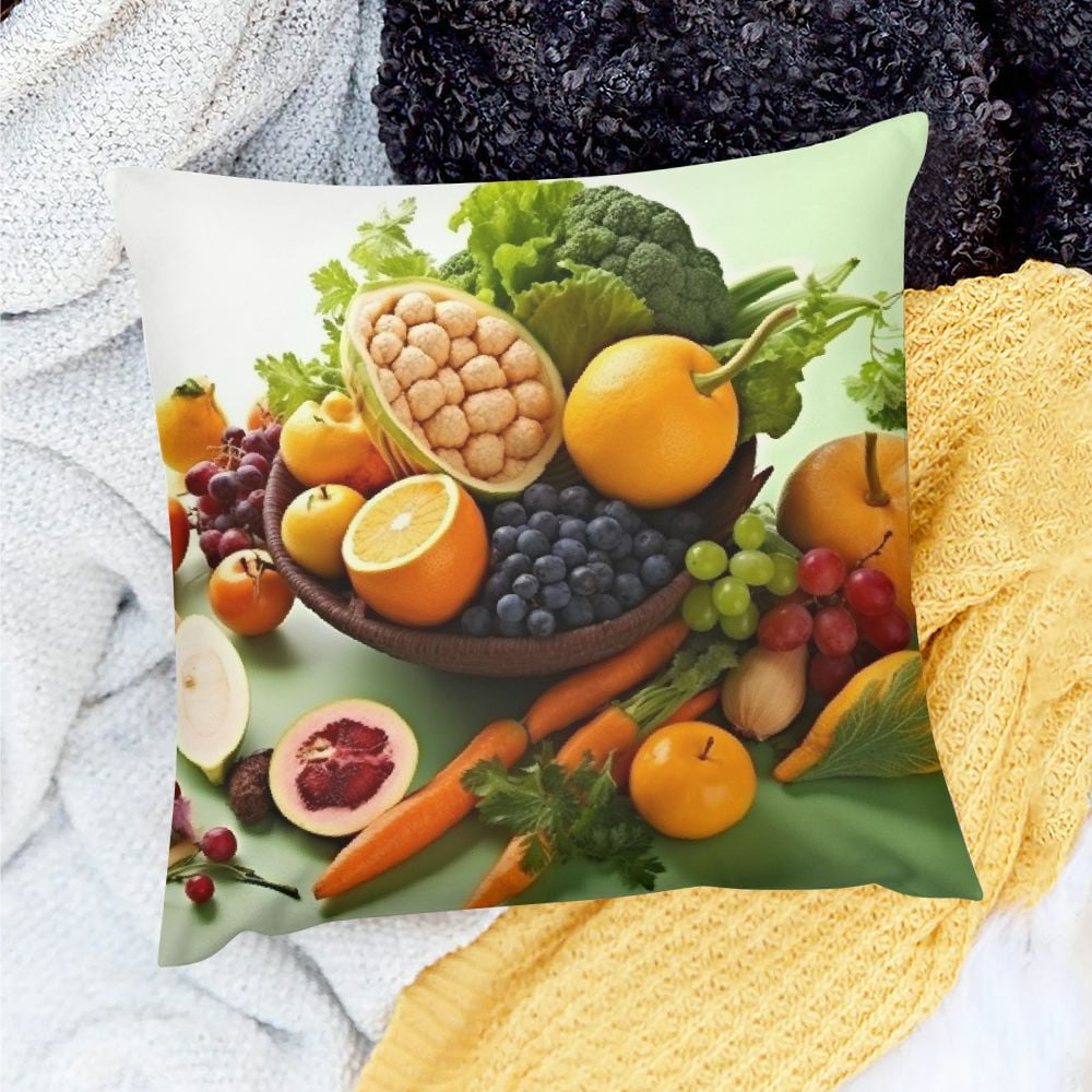 Creowell Home Decor Throw Pillows Cover with Fruit Vegetables Flowers ...