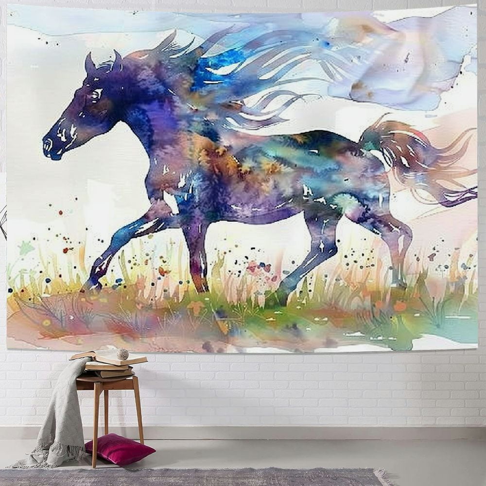Creowell Horse Tapestry, Wild Animal Galloping Herd Running Sand ...