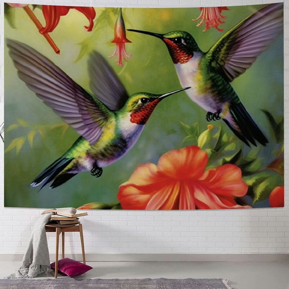 Creowell Hummingbirds Flower Nectar Tapestry for Dorm Home Room Wall ...