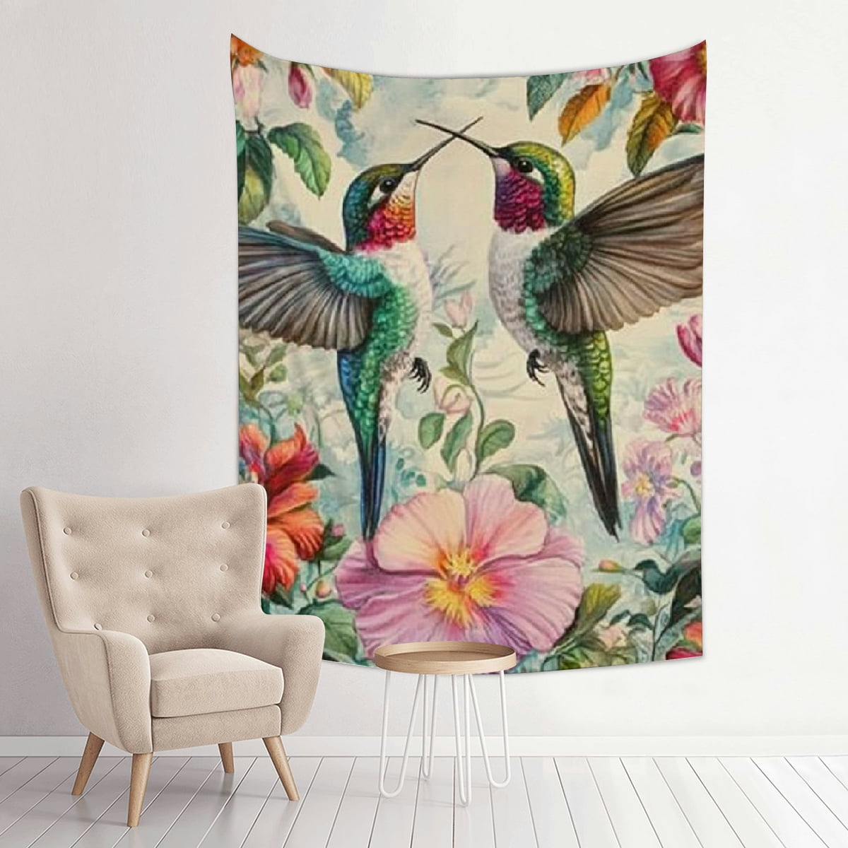 Creowell Hummingbirds Flowers Gouache Paintings Wall Tapestry 100% ...