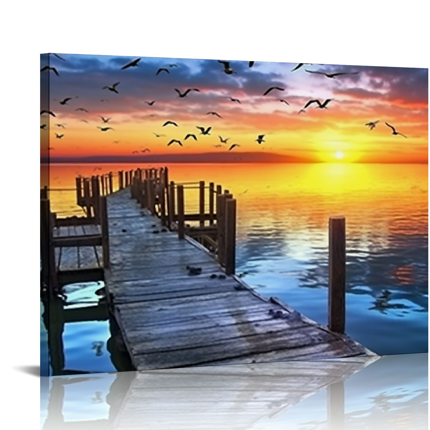 Creowell In The Sunset Lake Wall Art Canvas Prints Painting Nature ...