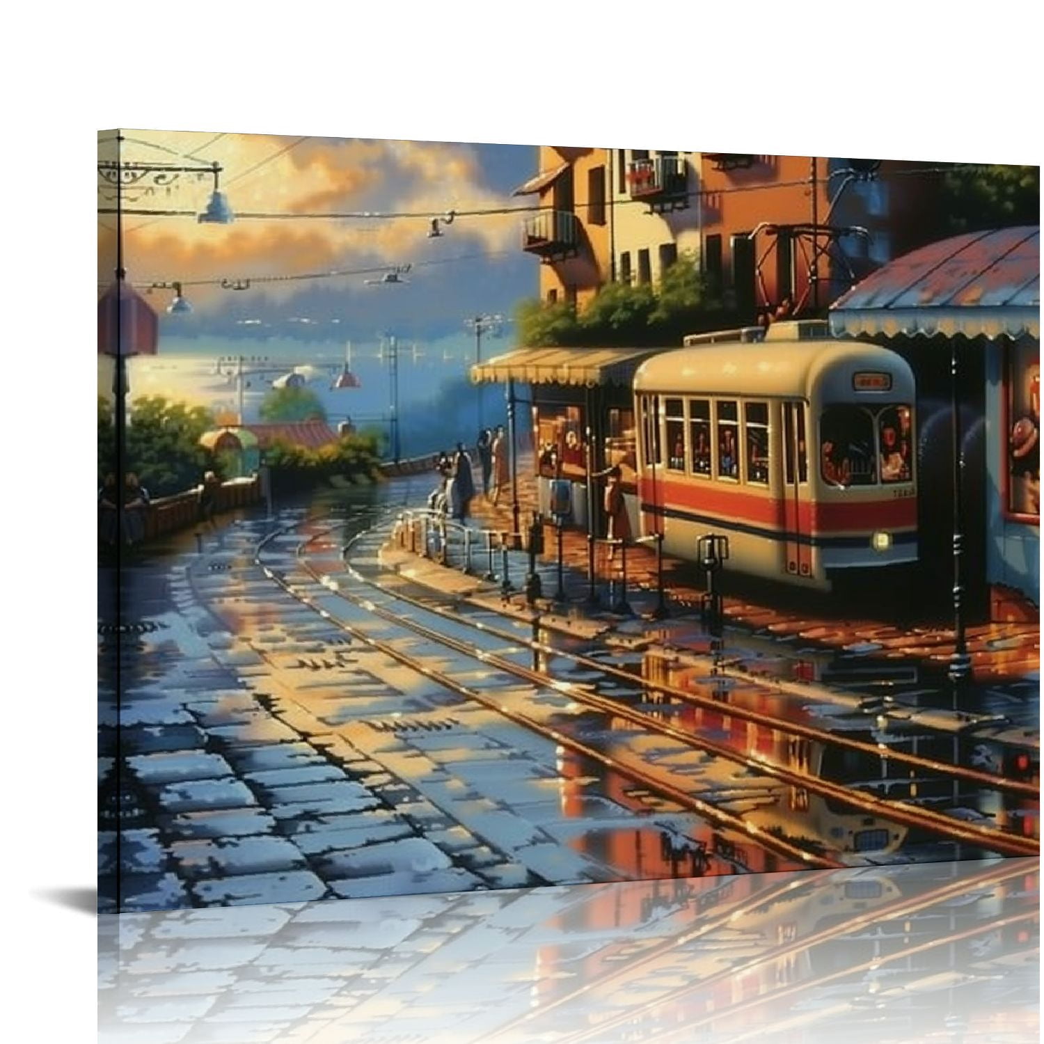 Creowell Italian Cityscape Abstract Wall Art Artwork: Mediterranean ...