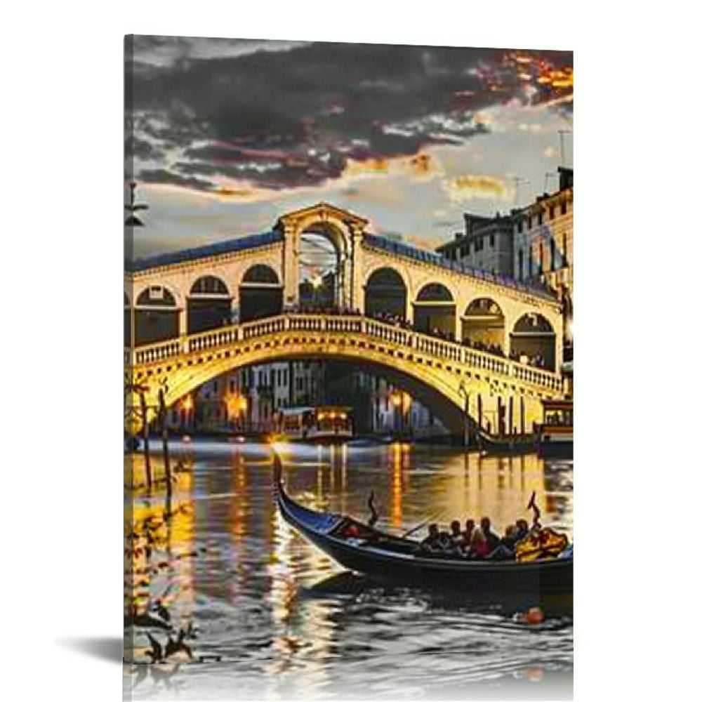 Creowell Italy Venice Grand Canal at Sunset Picture Wall Art Black and ...