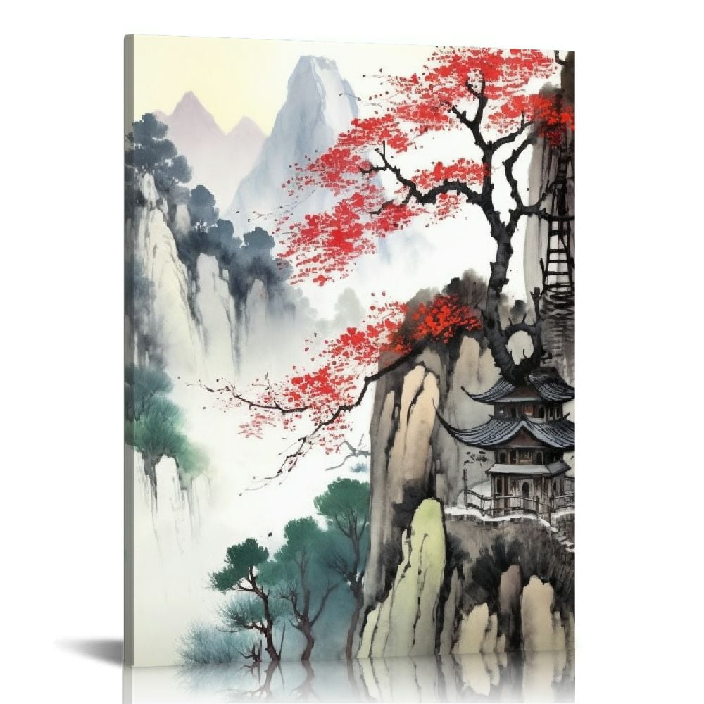 Creowell Japanese Canvas Artwork Cherry Blossom Asian Japanese Wall ...