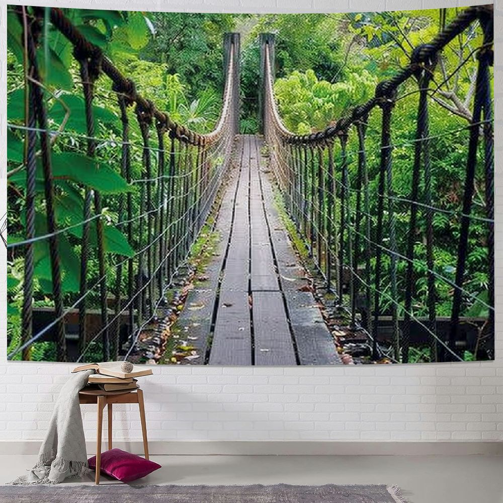 Creowell Jungle Tapestry, Bridge Through The Treetops in an Indonesian ...