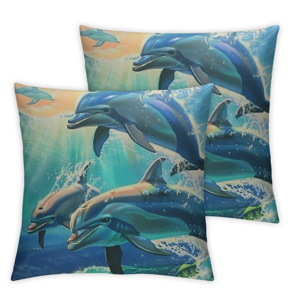 Creowell Kids Dolphin Pillow Cover , Underwater World Throw Pillow ...