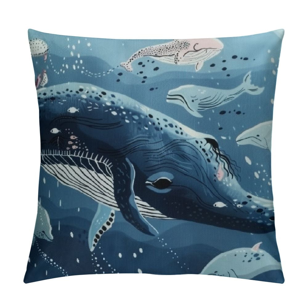 Creowell Kids Whale Pillow Cover , Kawaii Whale Seagull Throw Pillow ...