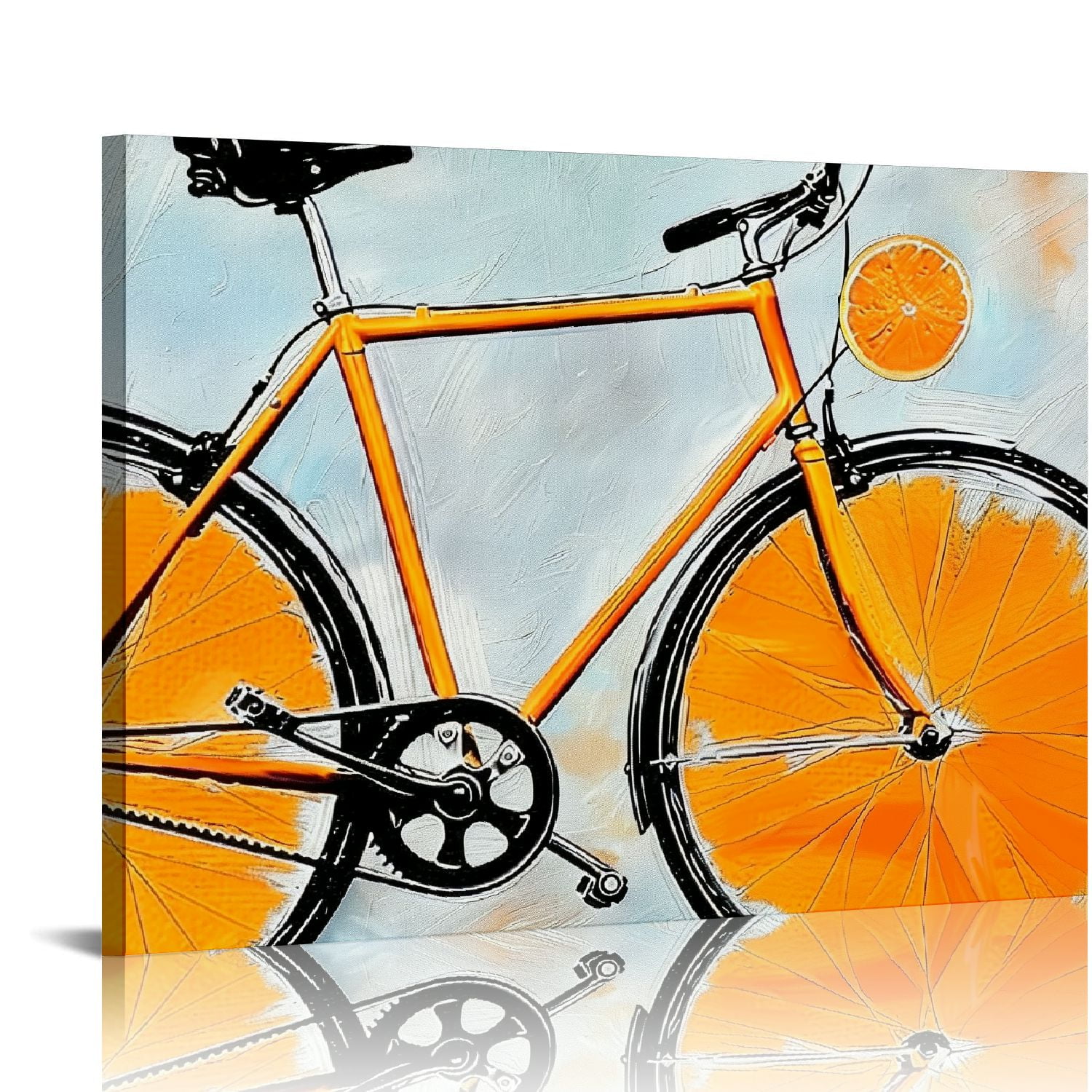 Creowell Kitchen Canvas Wall Art - Lemon Bike Bicycle Picture with ...