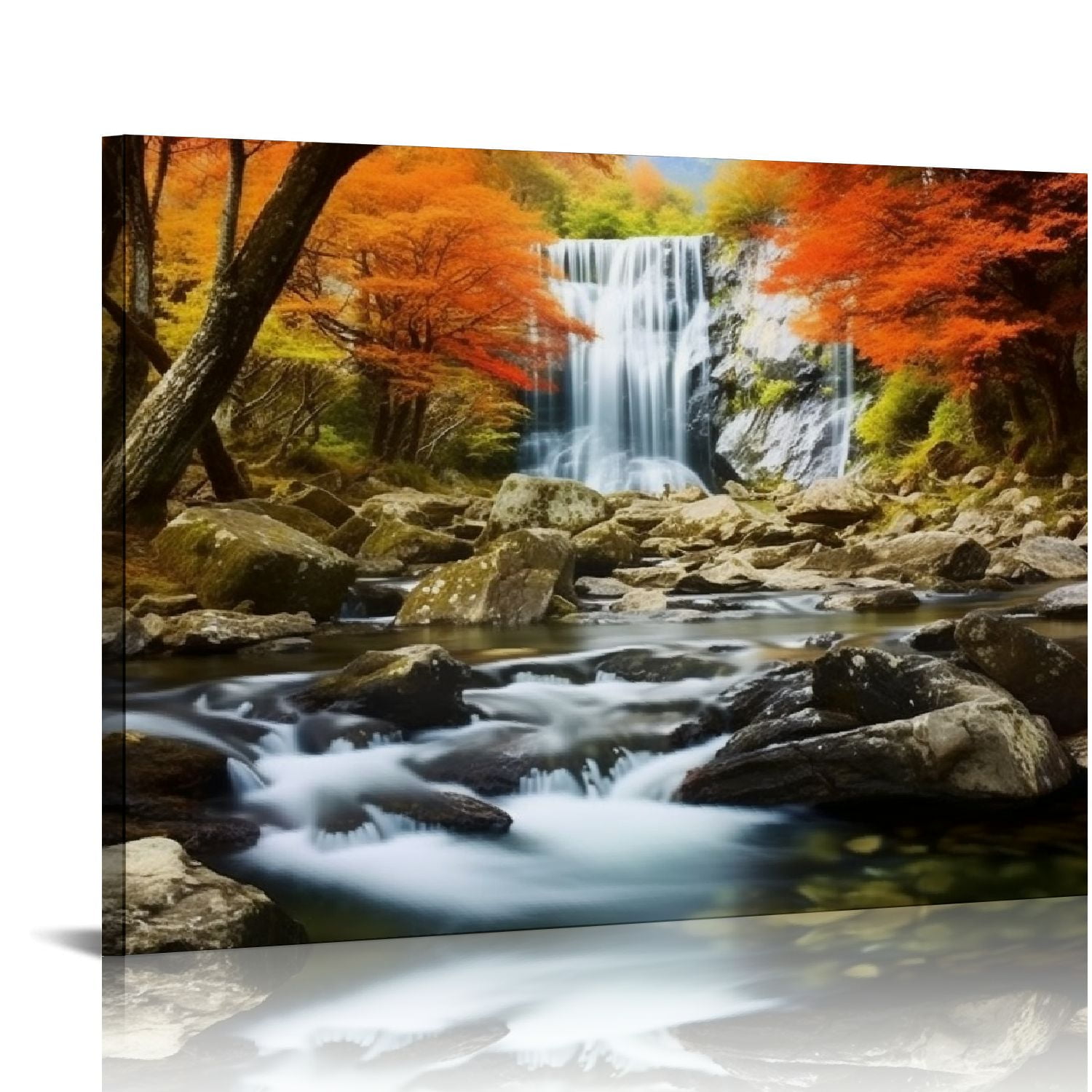 Creowell Landscape Canvas Wall Art Waterfall Nature Forest Scenery ...