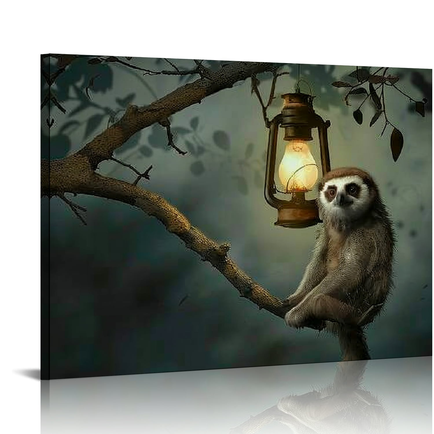 Creowell Lantern Tree Branch Light Bulb Canvas Print Wall Art 16x12in ...