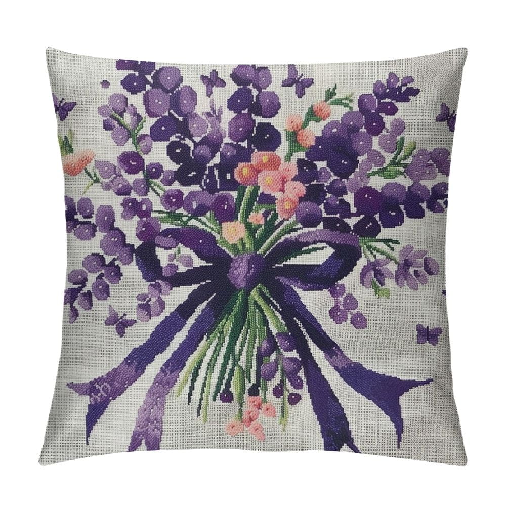 Creowell Lavender Home Sweet Home Bless This Home Spring Throw Pillow ...