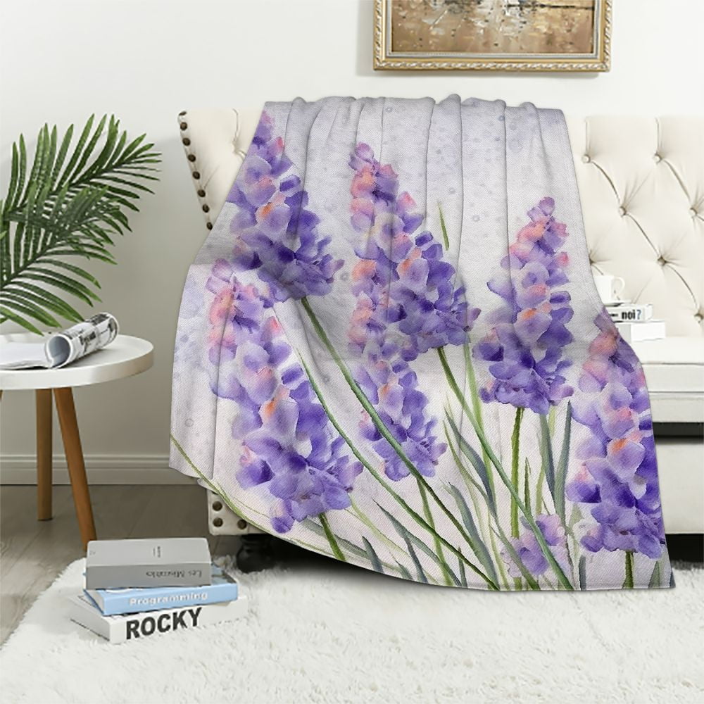 Creowell Lavender Throw Blanket, Little Posy of Medicinal Herb Fresh ...