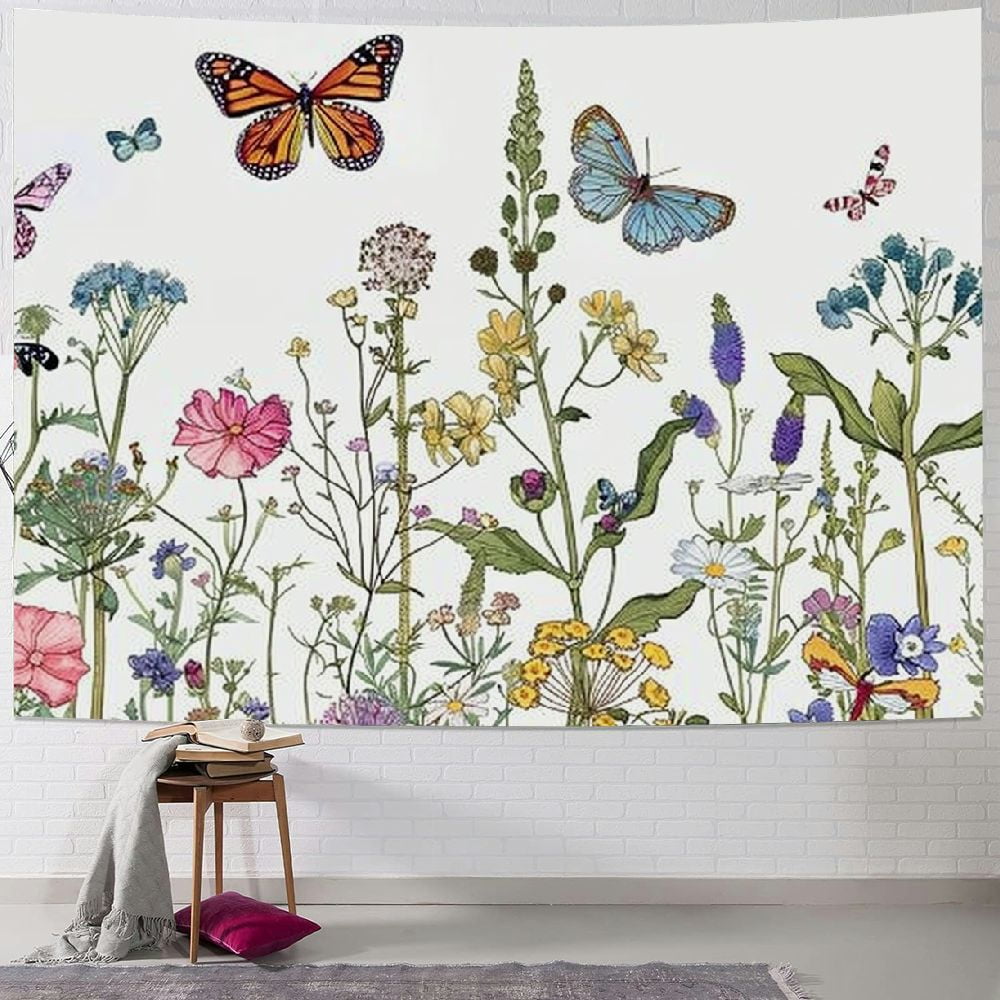 Creowell Leaf Butterfly Tapestry Wall Hanging, Sage Green Leaves and ...