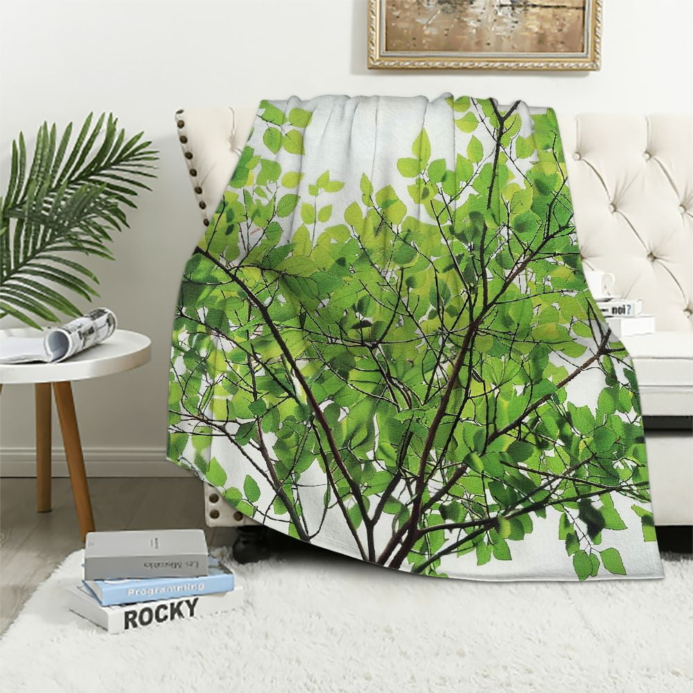 Creowell Leaves Soft Flanne Throw Blanket, Close-up Tree Leaves from an ...
