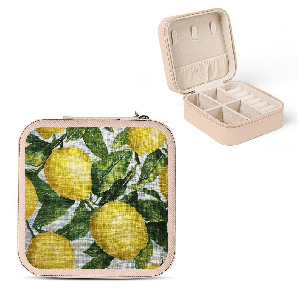 Creowell Lemons Fabric Jewelry Box for Travel and Bridesmaid Gifts Pink ...