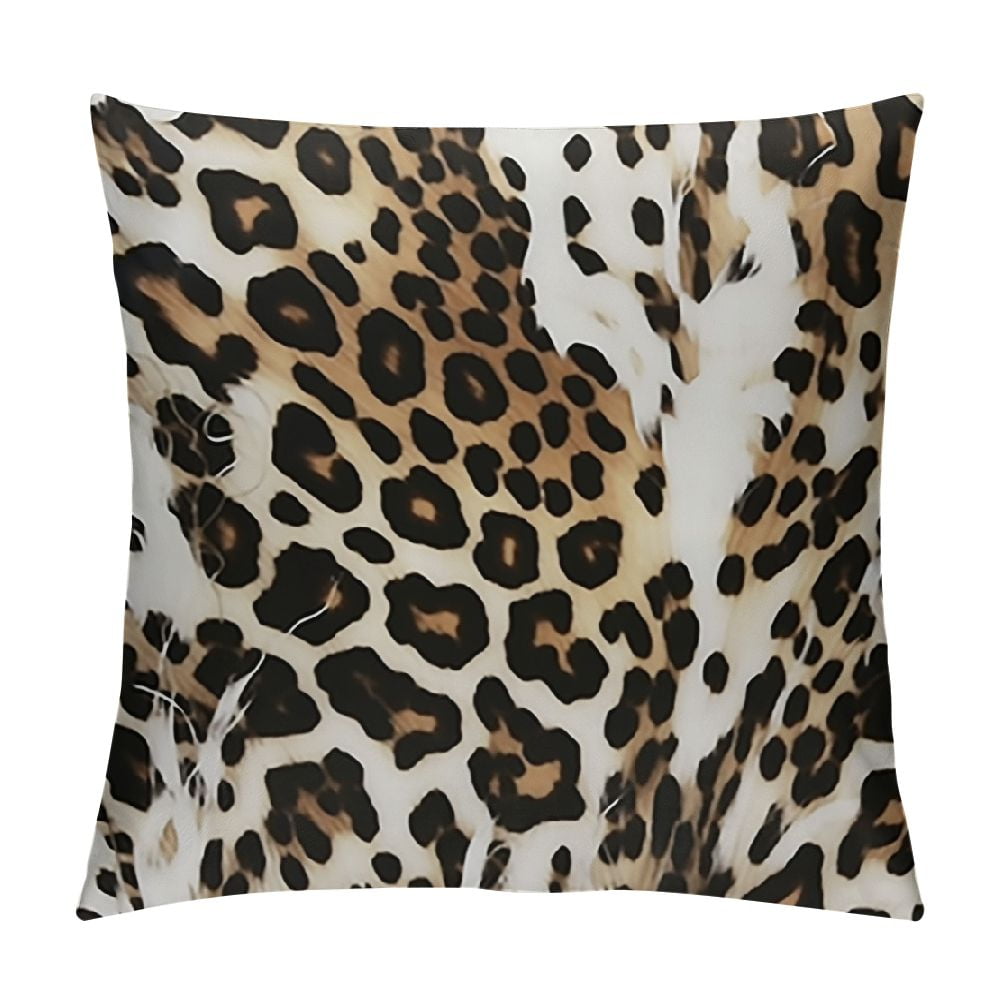 Creowell Leopard Print Pillow Cases with Zipper for Home Decor Living Room Bedroom Cushion ...