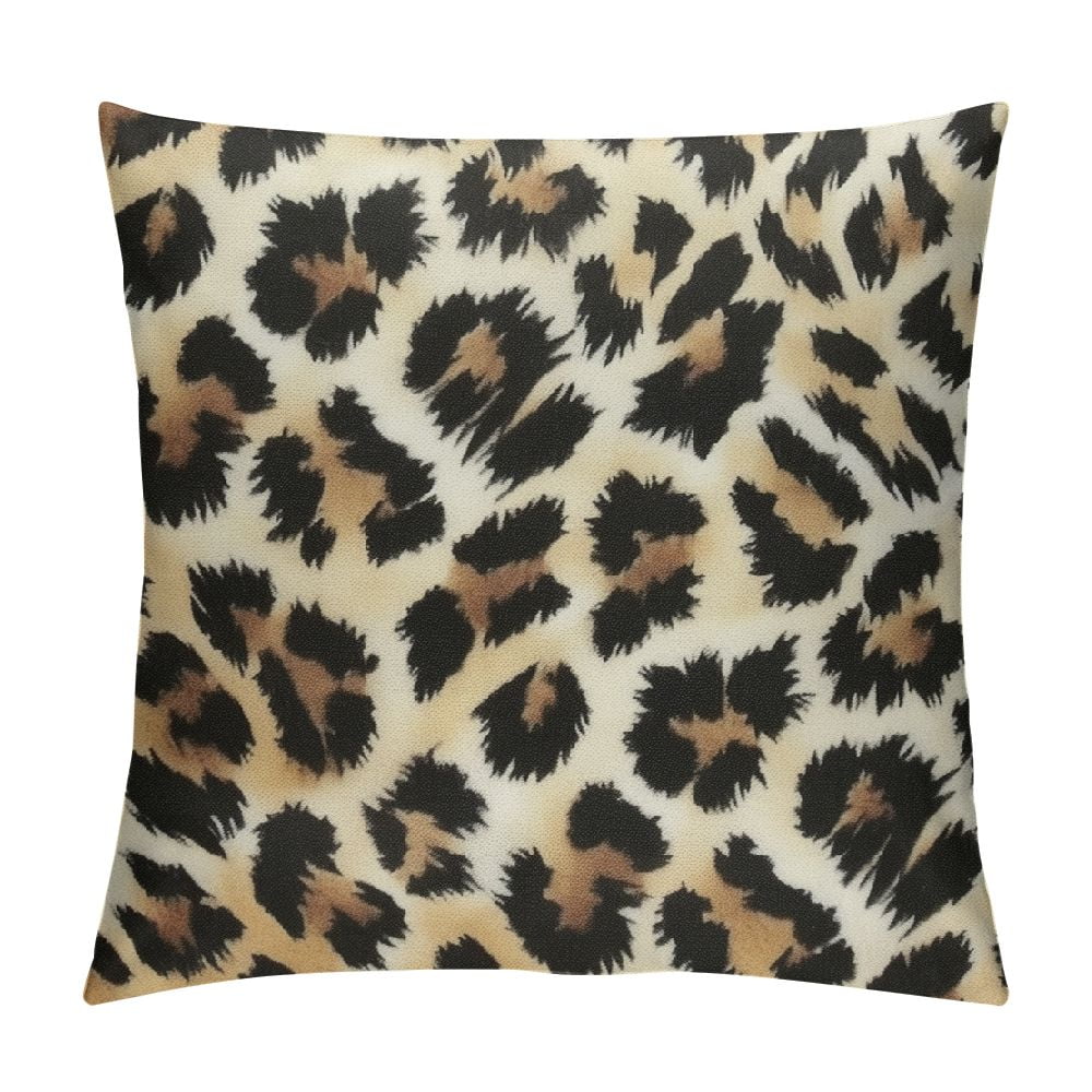 Creowell Leopard Print Throw Pillow Covers Cheetah Print Decorative ...